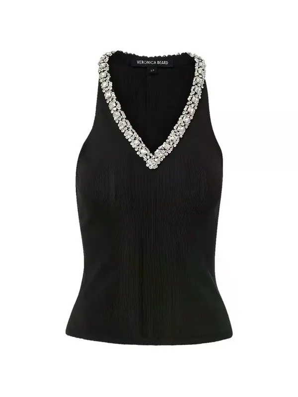 Veronica Beard Ayres Neck-embellished V-neck Top