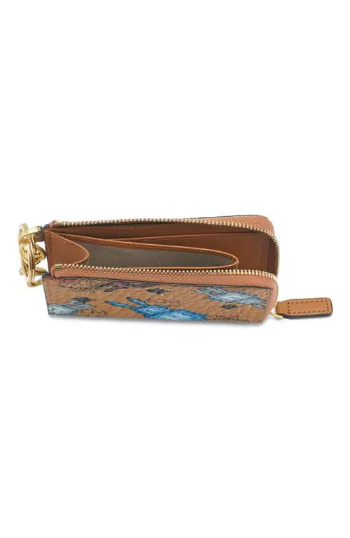 Mcm Aren Card Pouch In Rabot Visetos - Cognac