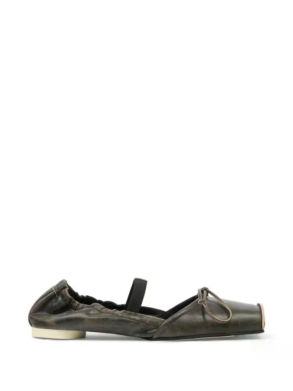 MAISON MARGIELA Square Toe Bow Ballerina Shoes - Black