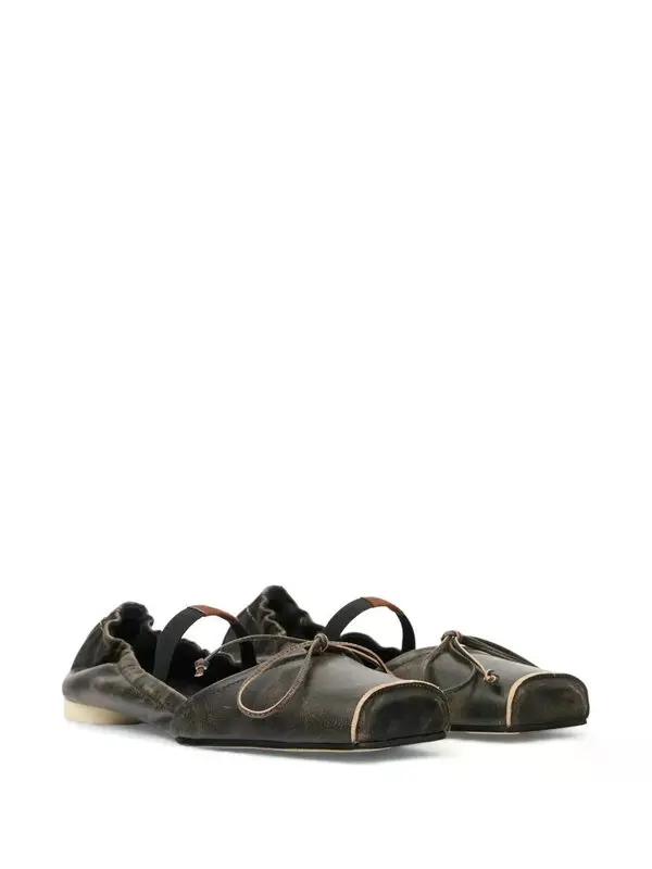 MAISON MARGIELA Square-toe Leather Ballerina Flats With Bow Detailing
