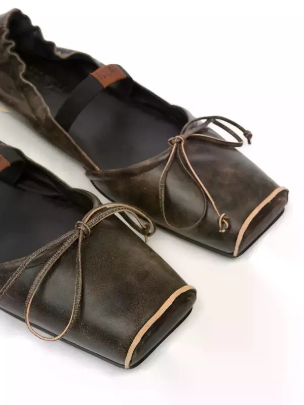 MAISON MARGIELA Square-toe Leather Ballerina Flats With Bow Detailing