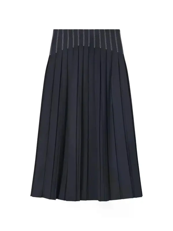Tory Burch Wool Twill Pleated Skirt
