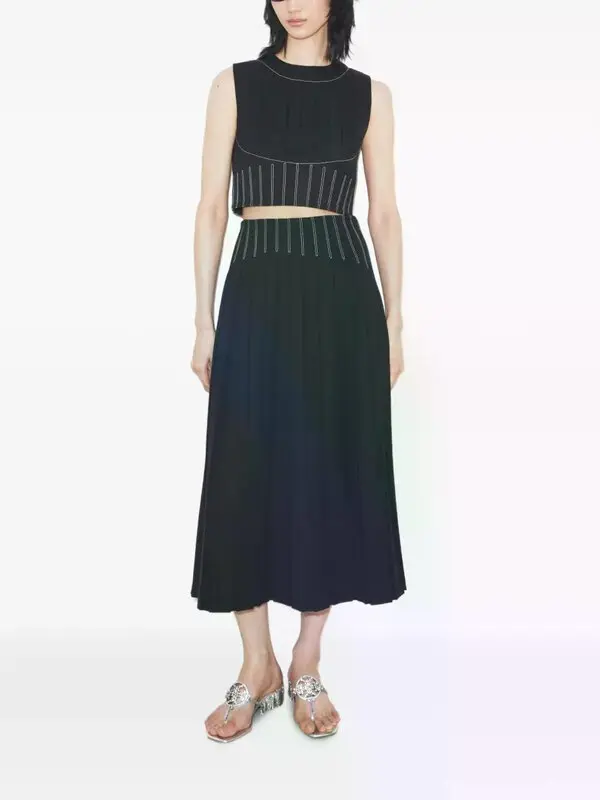 Tory Burch Wool Twill Pleated Skirt