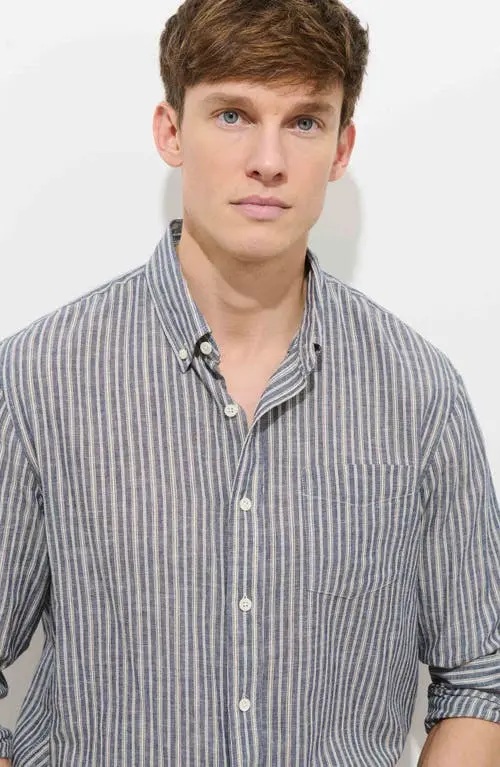 ALEX MILL Mill Stripe Chambray Button-down Shirt