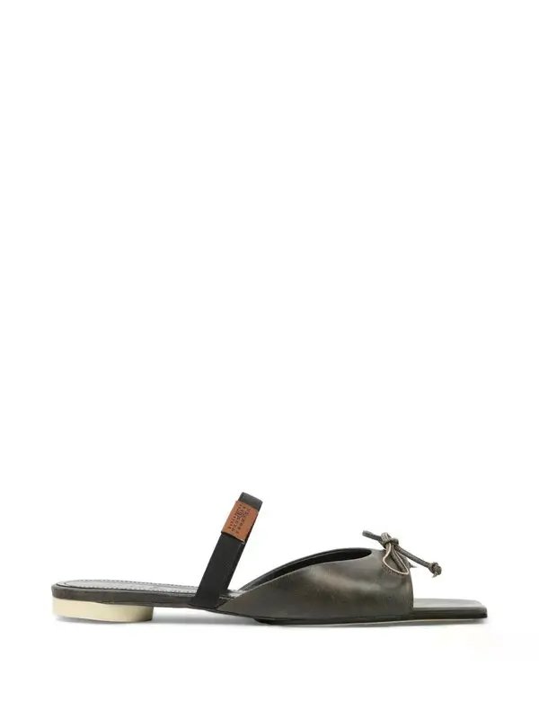 MAISON MARGIELA Square Bow Leather Sandals - Brown