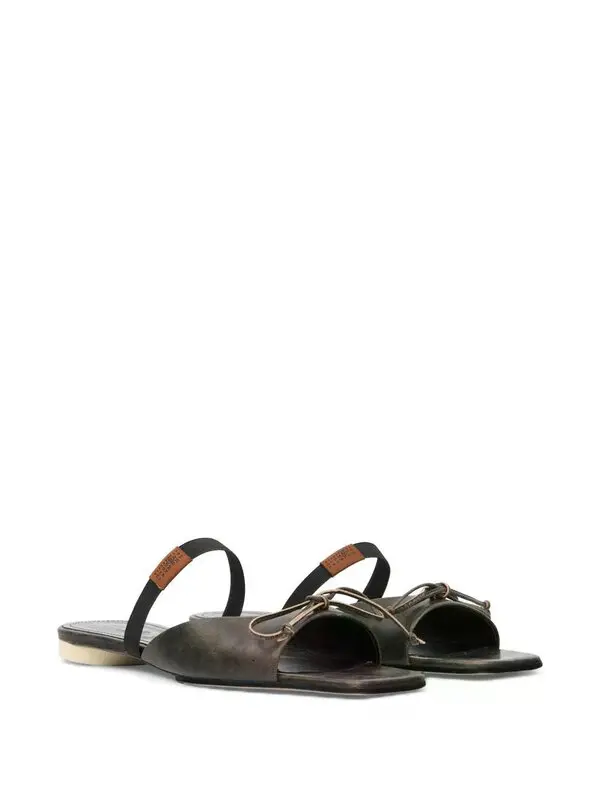 MAISON MARGIELA Square Bow Leather Sandals - Brown