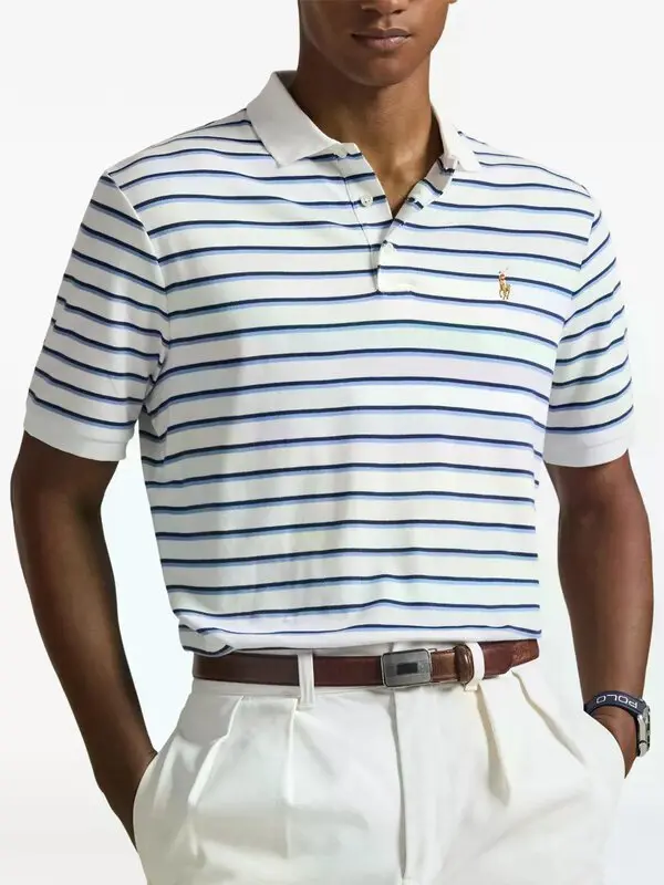 Polo Ralph Lauren Striped Logo Polo Shirt - White