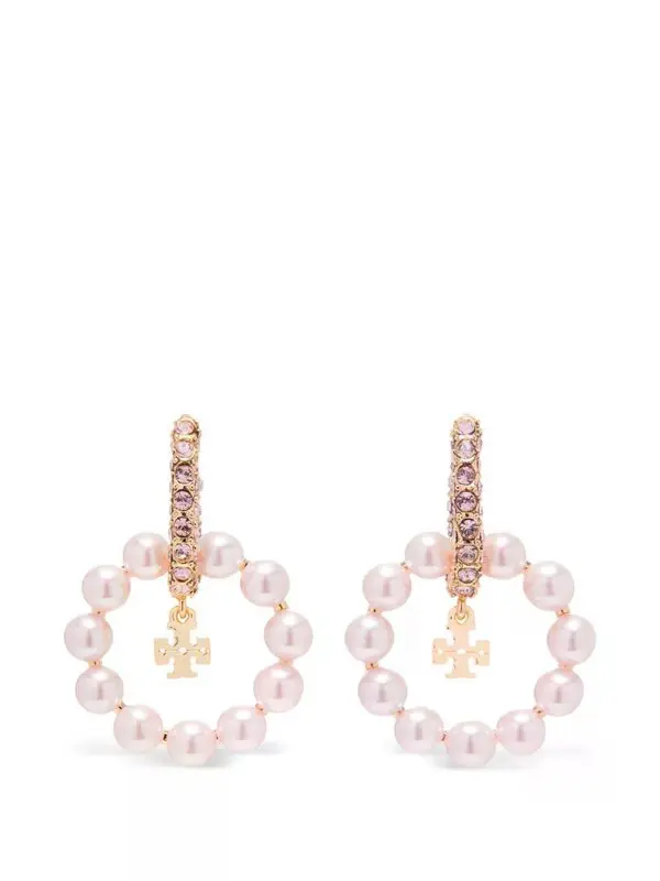 Tory Burch Moondance Pearl Hoop Earrings - Gold