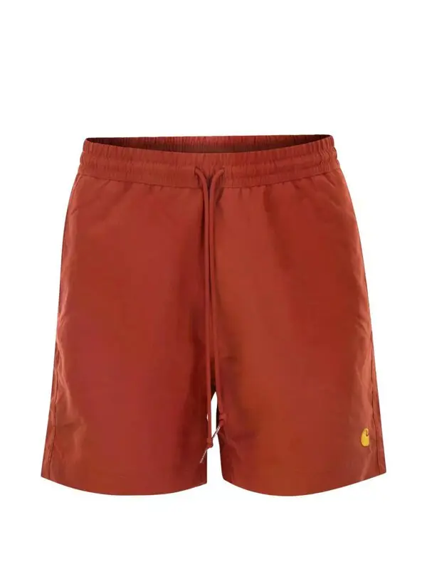 Carhartt Work In Progress Chase Embroidered Logo Swim Shorts - Red