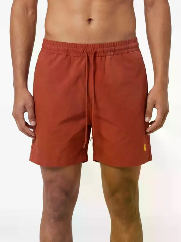 Carhartt Work In Progress Chase Embroidered Logo Swim Shorts - Red