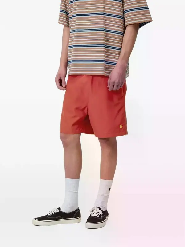 Carhartt Work In Progress Chase Embroidered Logo Swim Shorts - Red