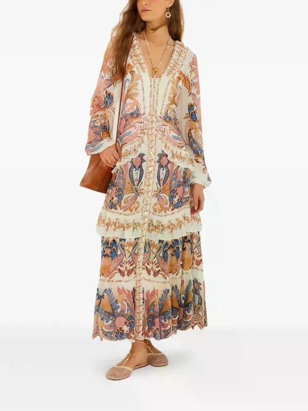 Farm Rio Tiered Ruffled Maxi Dress