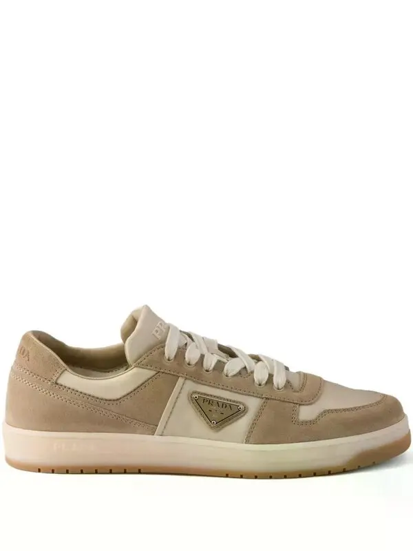 Prada Downtown Suede Panel Sneakers - Neutrals