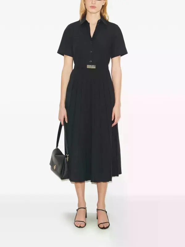Tory Burch Pleated Poplin Short-sleeve Shirtdress - Black