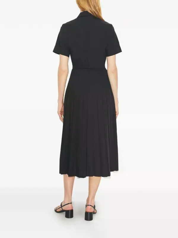 Tory Burch Pleated Poplin Short-sleeve Shirtdress - Black