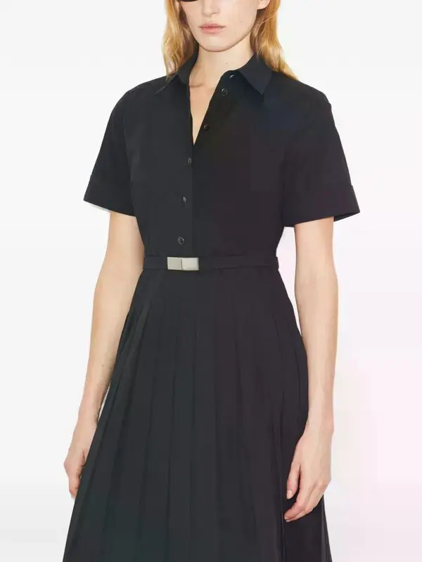Tory Burch Pleated Poplin Short-sleeve Shirtdress - Black