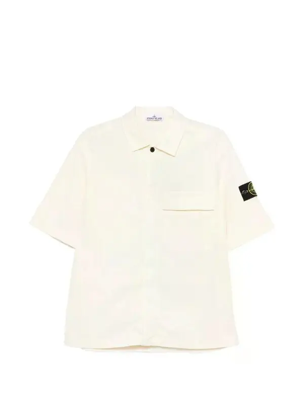 Stone Island 1100025 Stretch Organic Cotton Twill Shirt - Neutrals