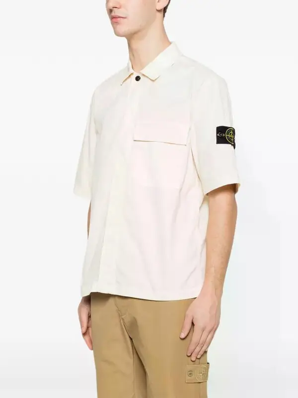 Stone Island 1100025 Stretch Organic Cotton Twill Shirt - Neutrals