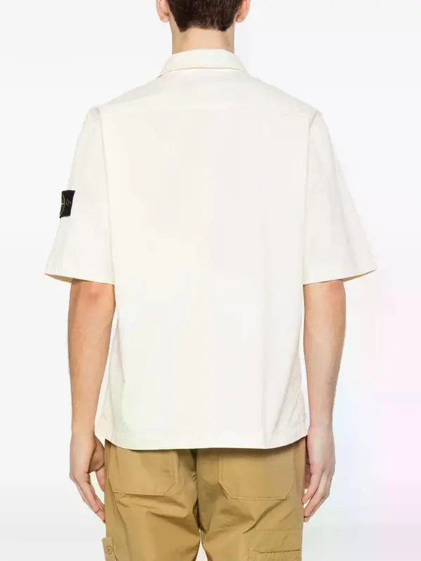 Stone Island 1100025 Stretch Organic Cotton Twill Shirt - Neutrals