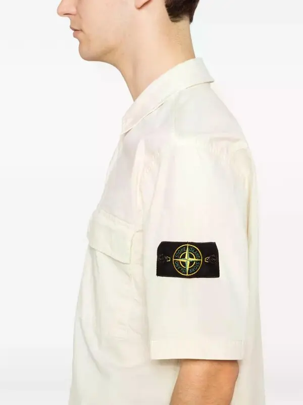 Stone Island 1100025 Stretch Organic Cotton Twill Shirt - Neutrals