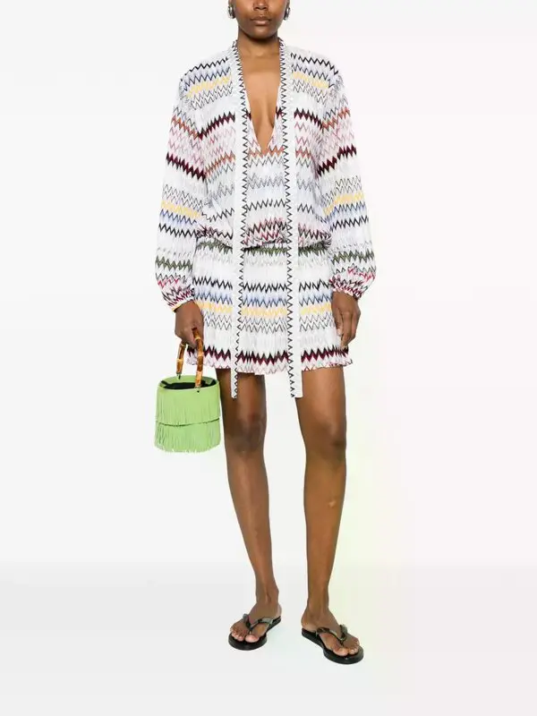 Missoni Zigzag-pattern Tie-neck Mini Dress