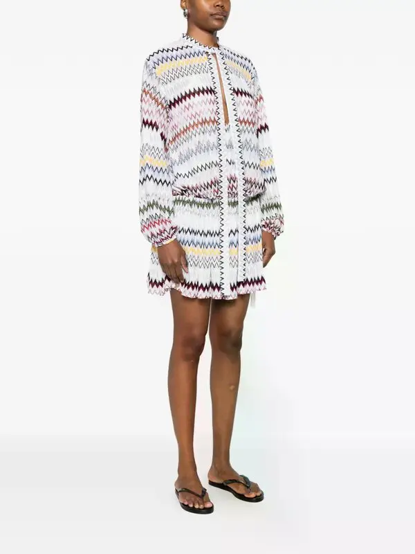 Missoni Zigzag-pattern Tie-neck Mini Dress
