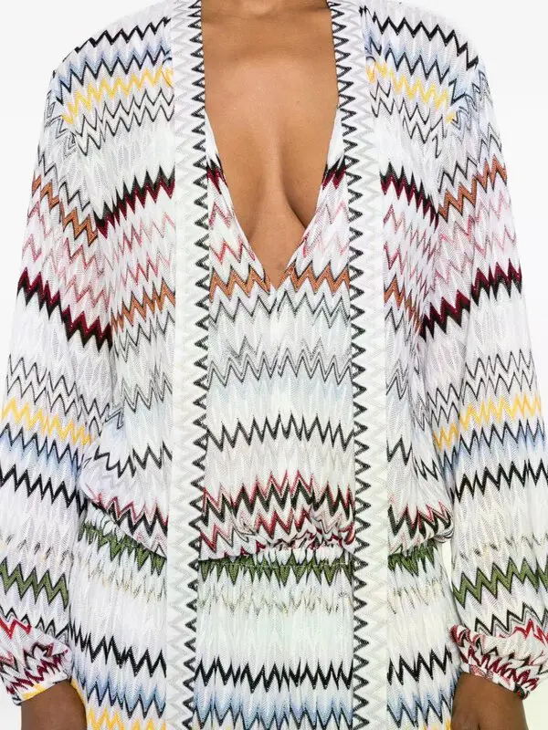 Missoni Zigzag-pattern Tie-neck Mini Dress