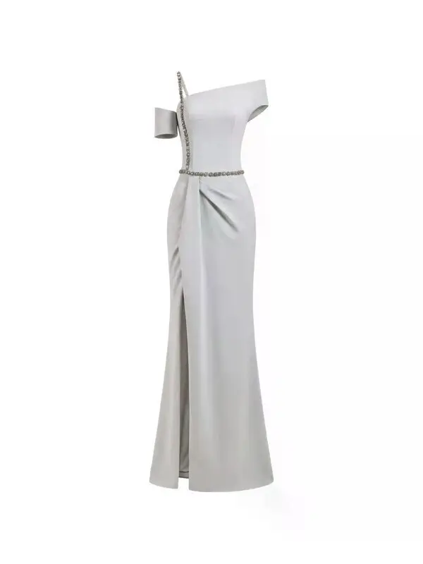 GEMY MAALOUF Asymmetrical Neckline Maxi Dress - Grey