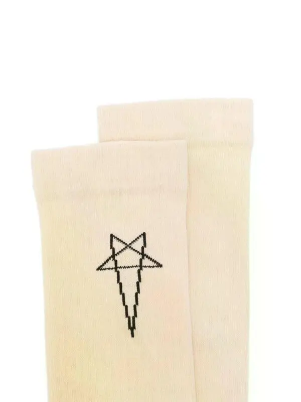 Rick Owens Pentagram Intarsia High Socks - Neutrals