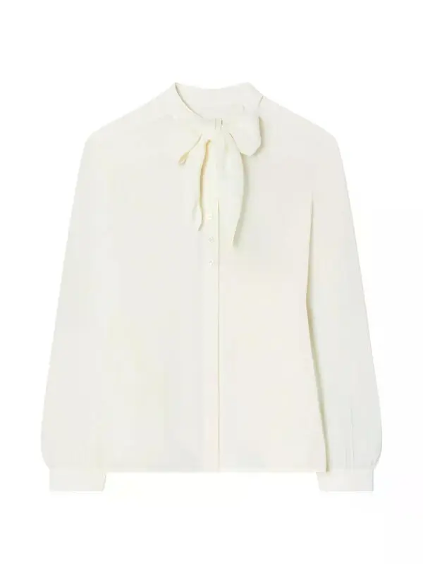 Tory Burch Georgette Bow Blouse - Neutrals