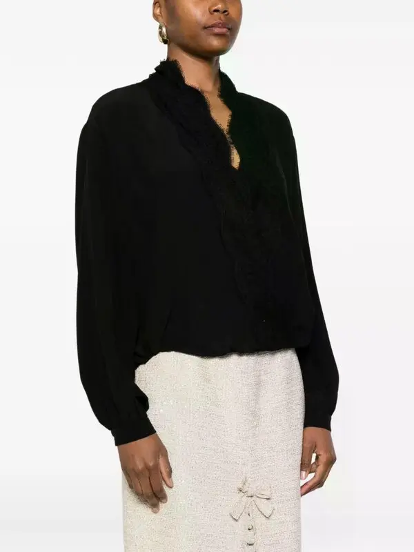 Valentino Garavani Lace-trim Blouse - Black