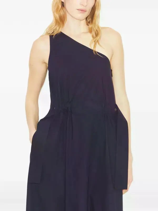 Tory Burch One-shoulder Belted Cotton A-line Dress - Blue