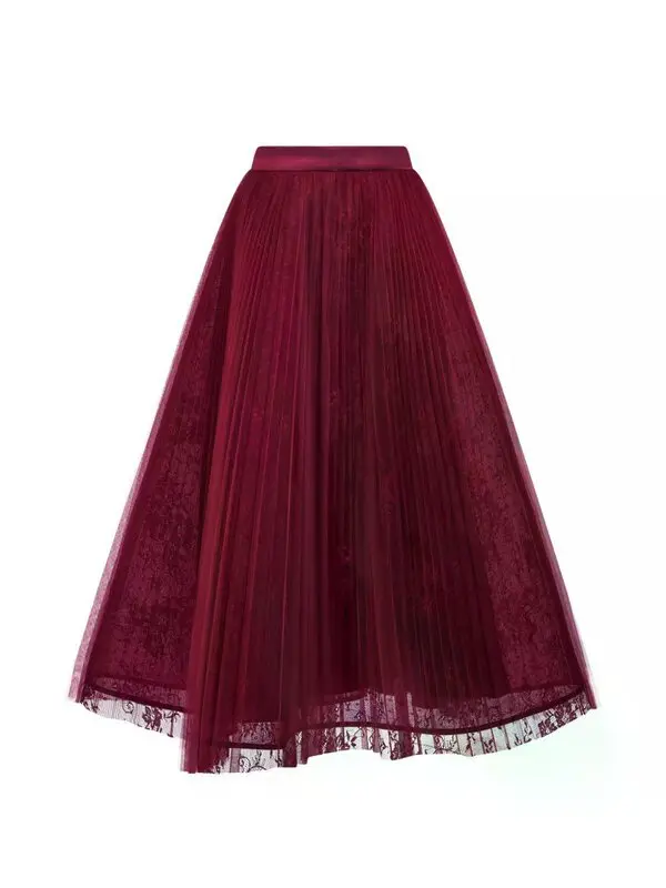 ARAFTU Pleated Lace A-line Skirt