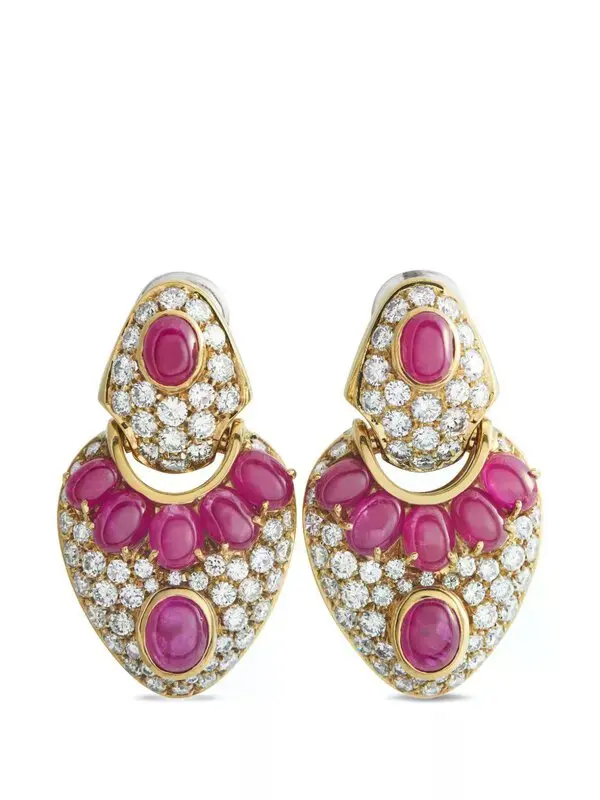 LB EXCLUSIVE Diamond And Ruby Clip-on Earrings - Gold