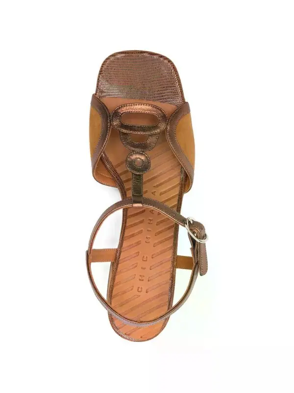 Chie Mihara Letiche T-strap Leather Sandals - Brown