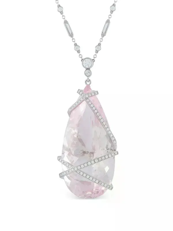 LB EXCLUSIVE Kunzite And Diamond Pendant Necklace - Silver