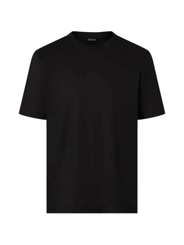 Zegna Piqué Cotton T-shirt - Black