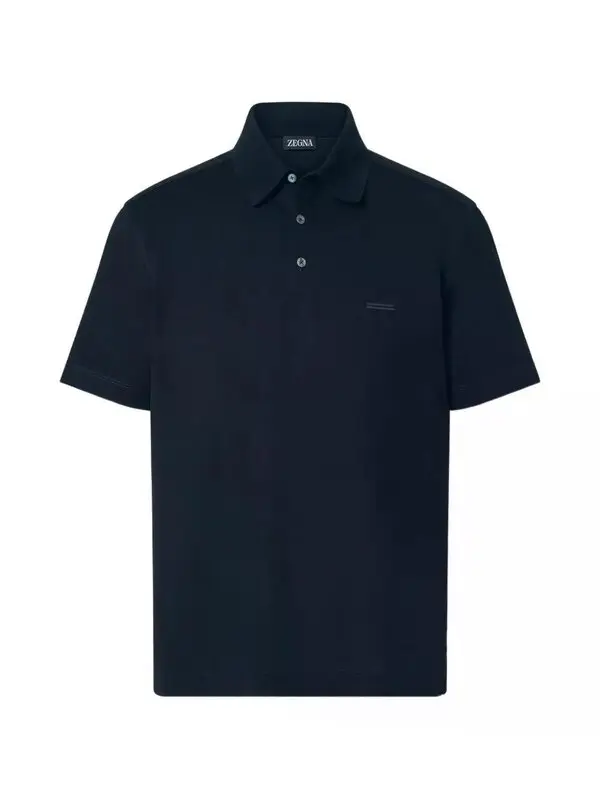 Zegna Button Cotton Polo Shirt - Blue
