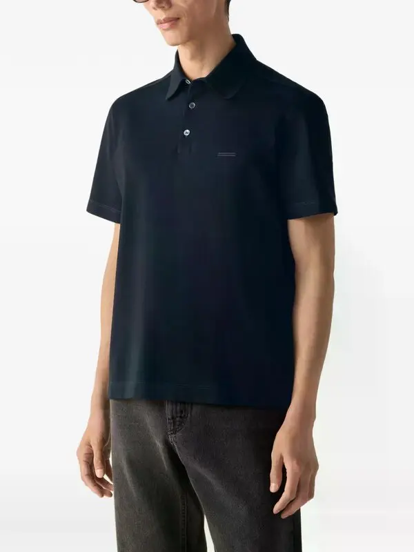 Zegna Button Cotton Polo Shirt - Blue