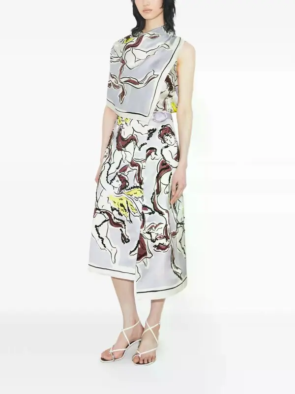 Tory Burch Printed Satin Wrap Skirt