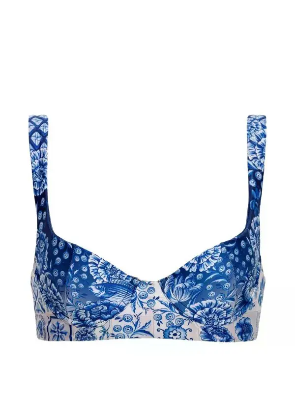 Agua Bendita Balena Floral-print Bikini Top - Blue