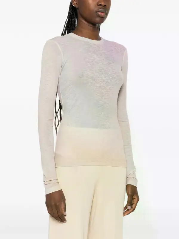 Nanushka Long Sleeve Crewneck Top - Neutrals