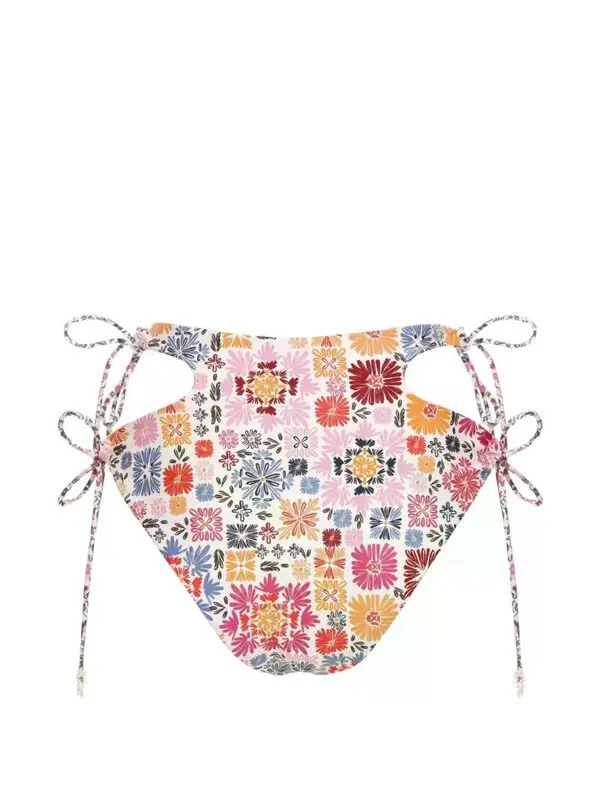 Agua Bendita Floral-pattern Bikini Bottom - White