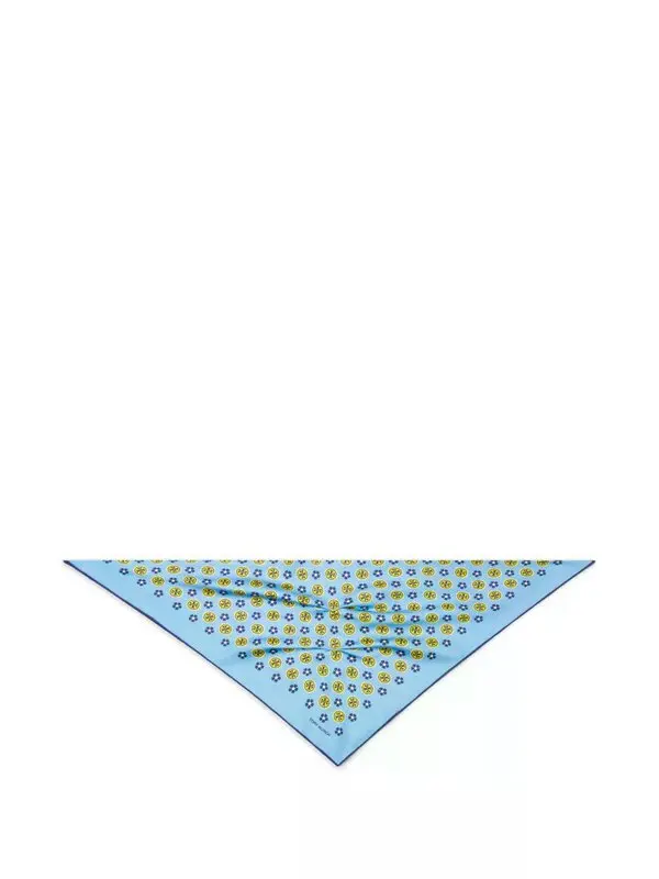 Tory Burch Floral Logo Triangle Scarf - Blue