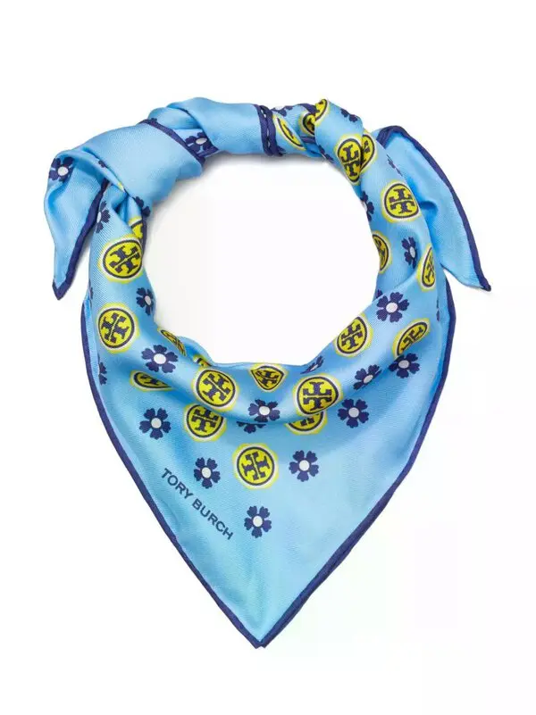 Tory Burch Floral Logo Triangle Scarf