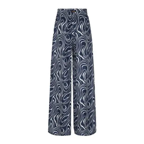 Vilebrequin Waves Printed Wide-leg Silk Pants