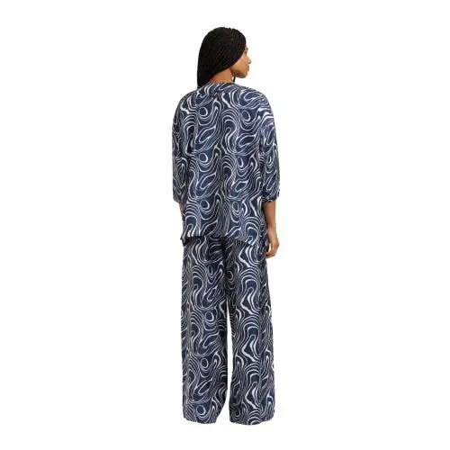 Vilebrequin Waves Printed Wide-leg Silk Pants