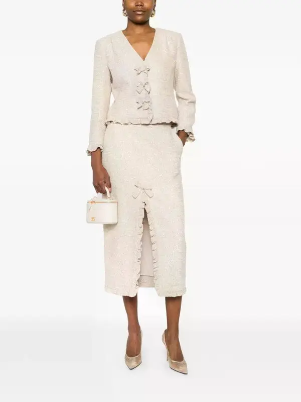 Alessandra Rich Bow-embellished Sequined Midi Skirt