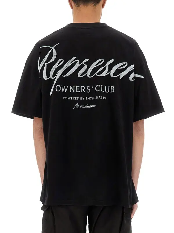 REPRESENT Owners Club Script" T-shirt - Black