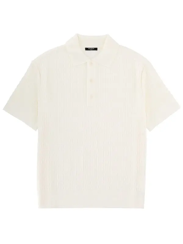 Balmain Merino Wool Polo Shirt - White